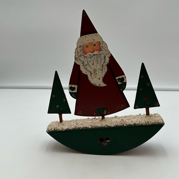 Hand Crafted | Holiday | Vintage Metal Rocking Santa With Trees | Poshmark